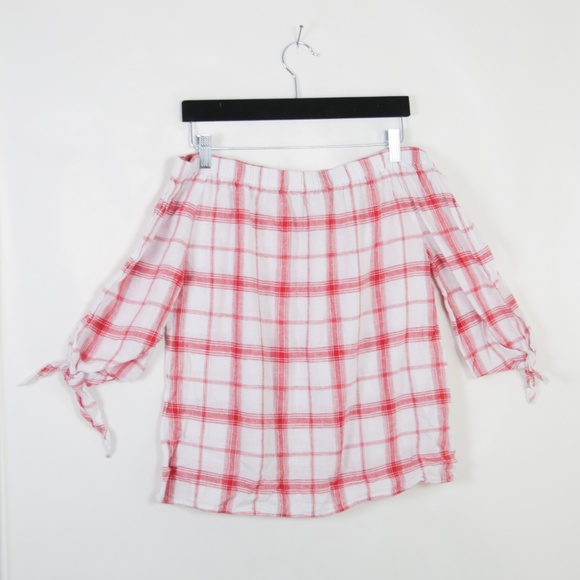 Love Tree | Tops | Love Tree Red Off The Shoulder Plaid | Poshmark